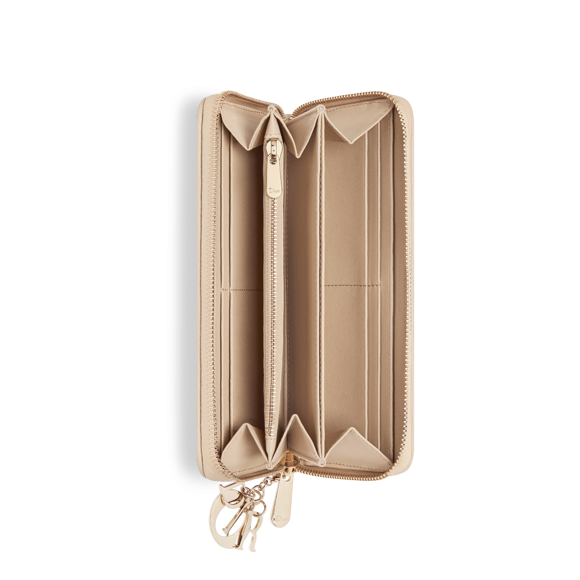 Lady Dior Voyageur Wallet Sand-Colored Cannage Lambskin | DIOR