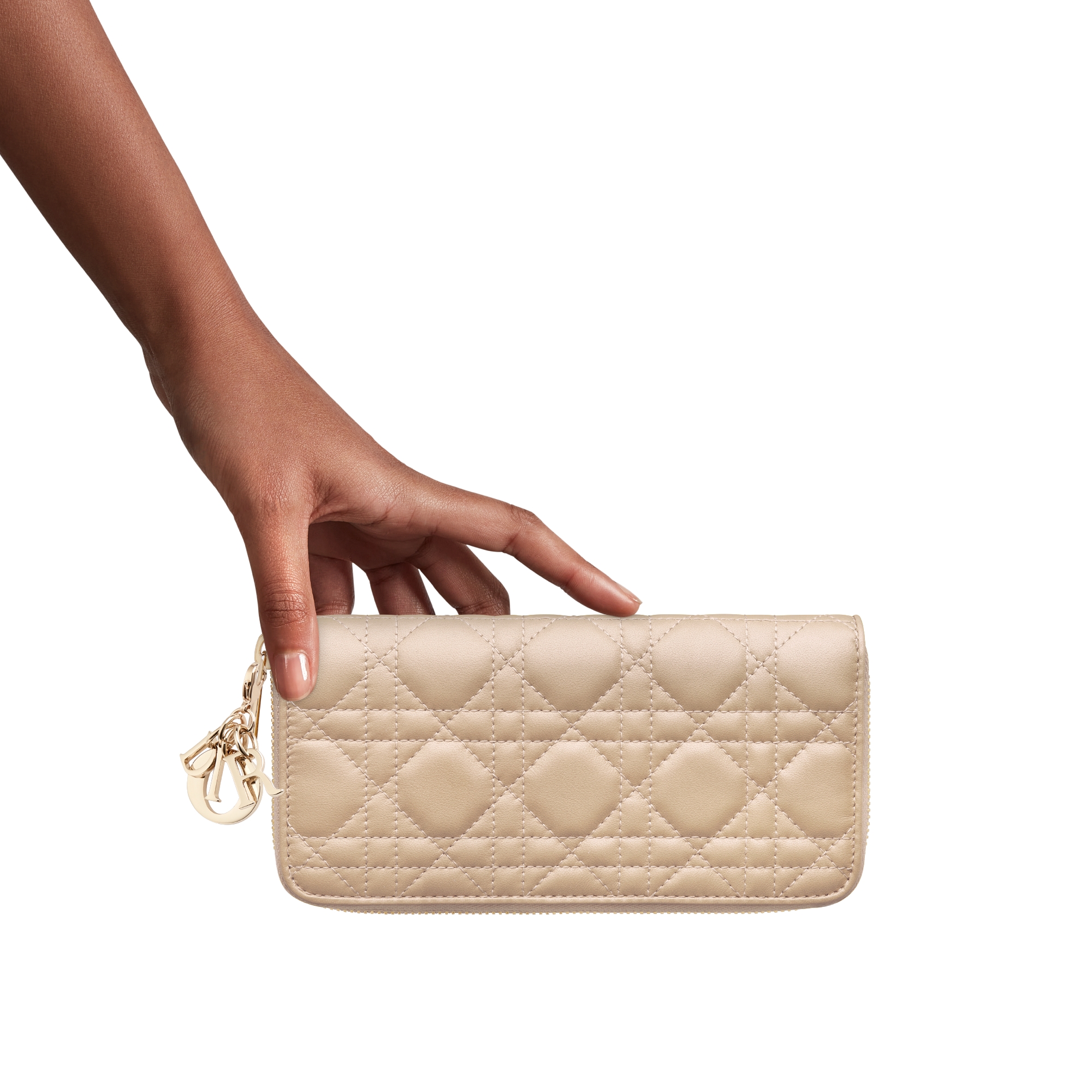 Lady Dior Voyageur Wallet Sand-Colored Cannage Lambskin | DIOR