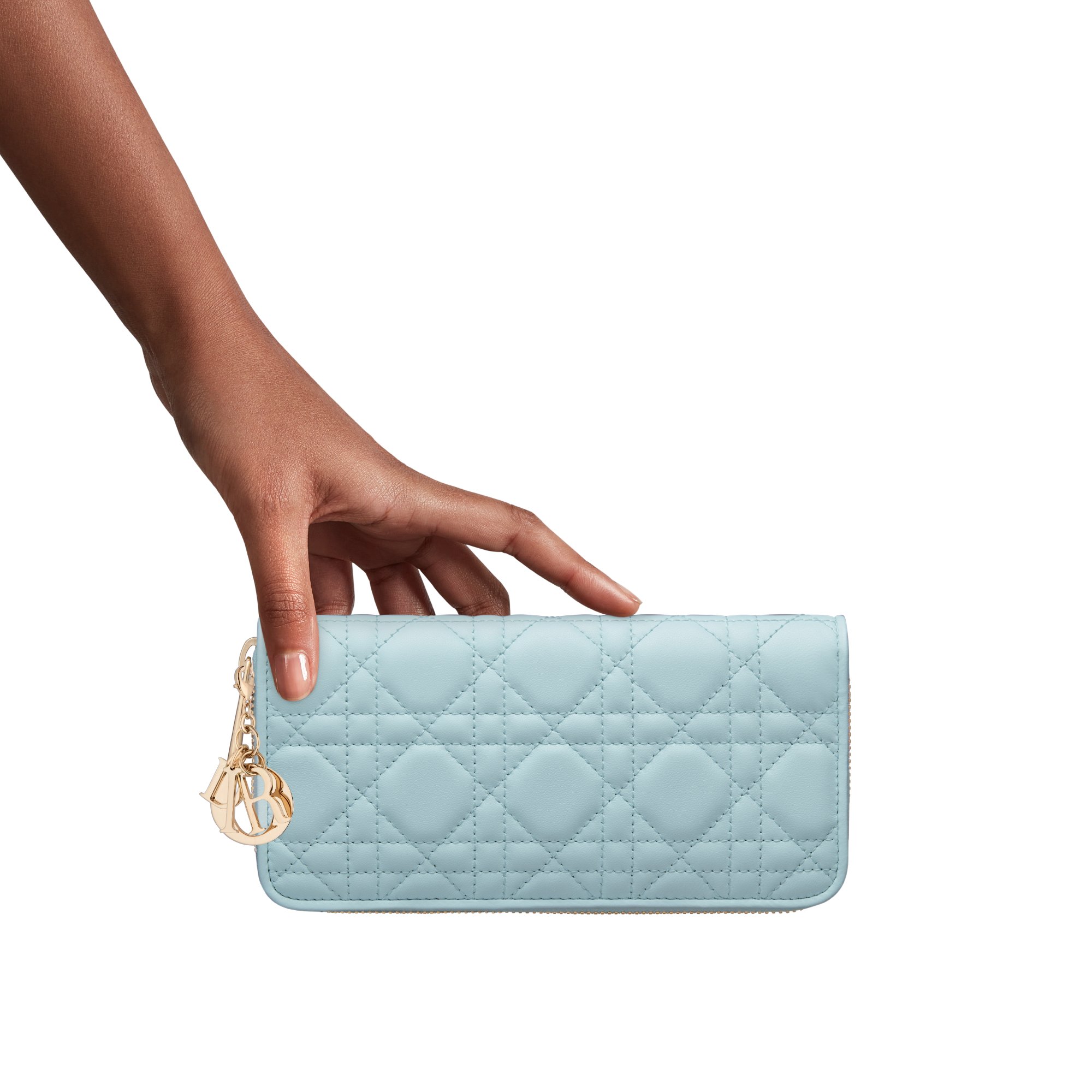 Lady Dior Voyageur Wallet Céleste Blue Cannage Lambskin | DIOR