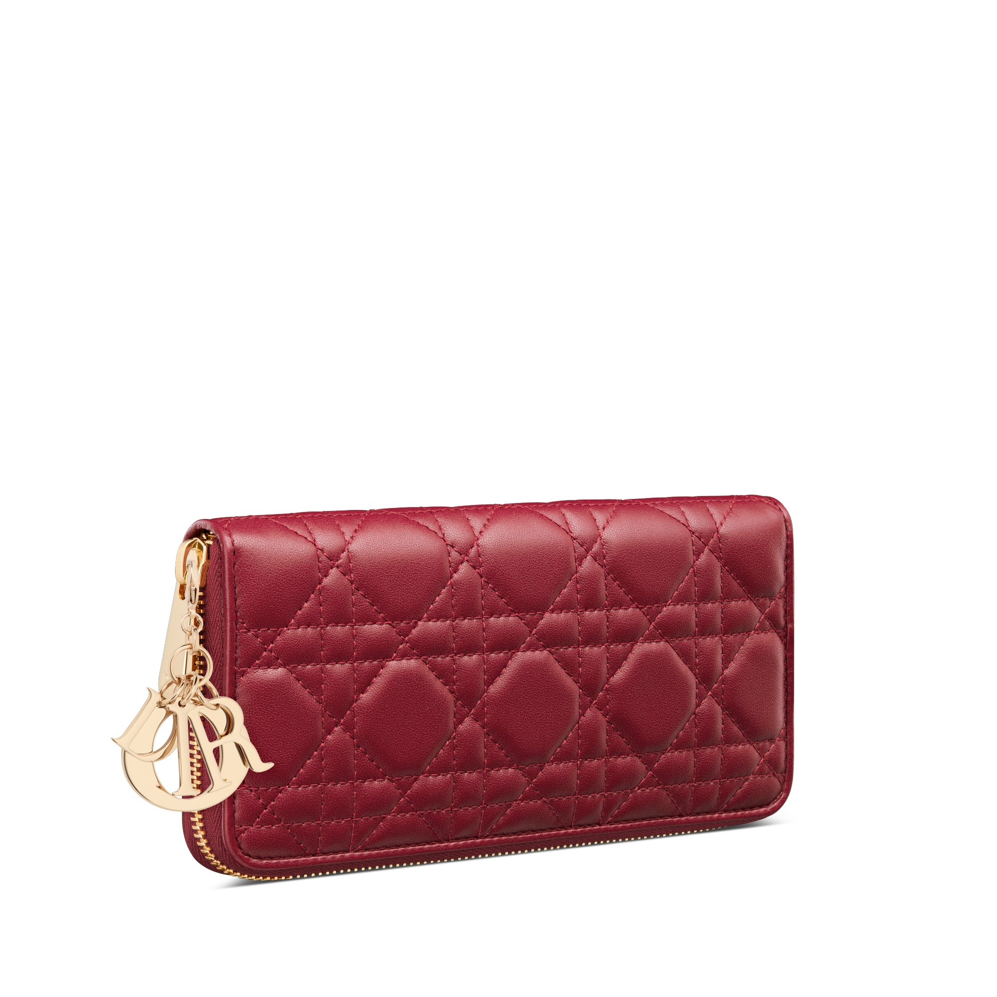 Lady Dior Voyageur Wallet Cherry Red Cannage Lambskin | DIOR