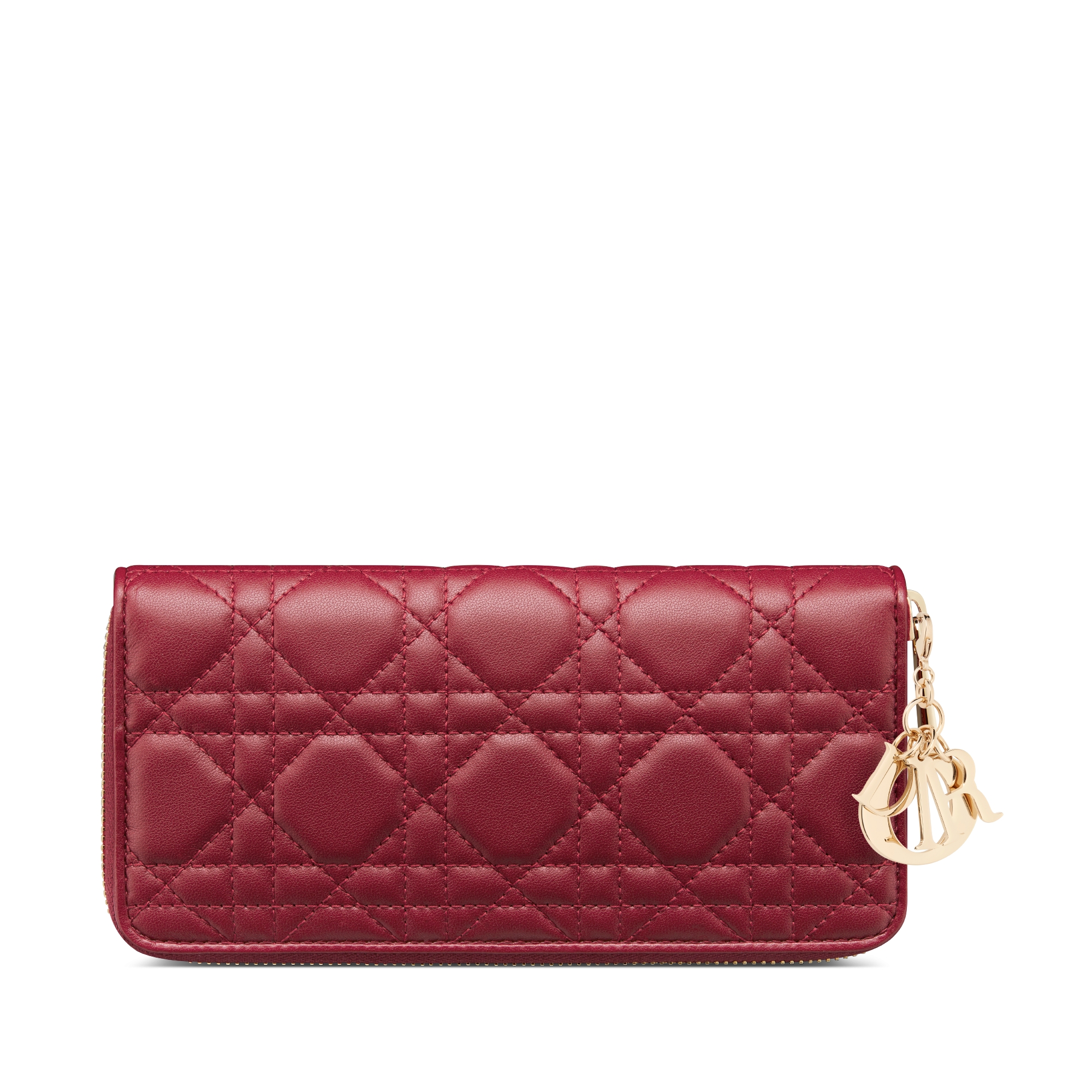 Lady Dior Voyageur Wallet Cherry Red Cannage Lambskin | DIOR
