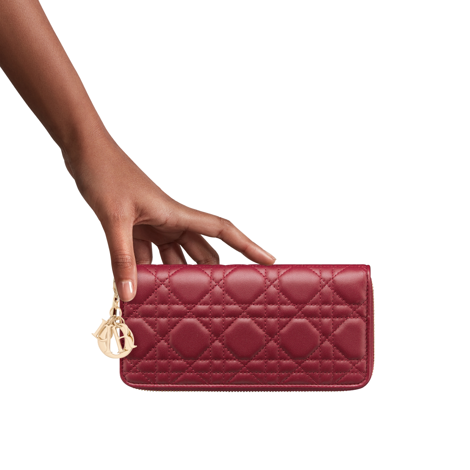 Lady Dior Voyageur Wallet Cherry Red Cannage Lambskin | DIOR
