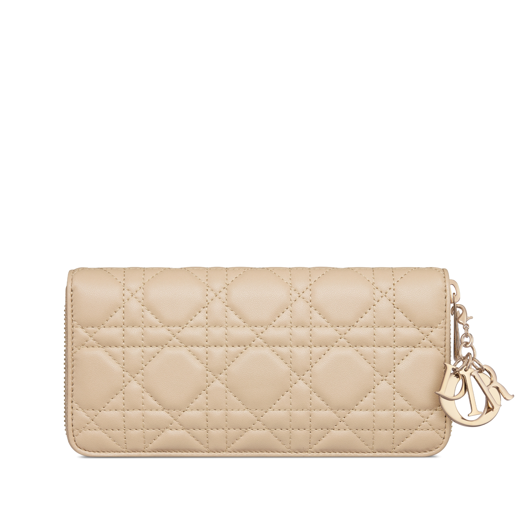 Cartera Voyageur Lady Dior Piel de cordero Cannage beige empolvado | DIOR