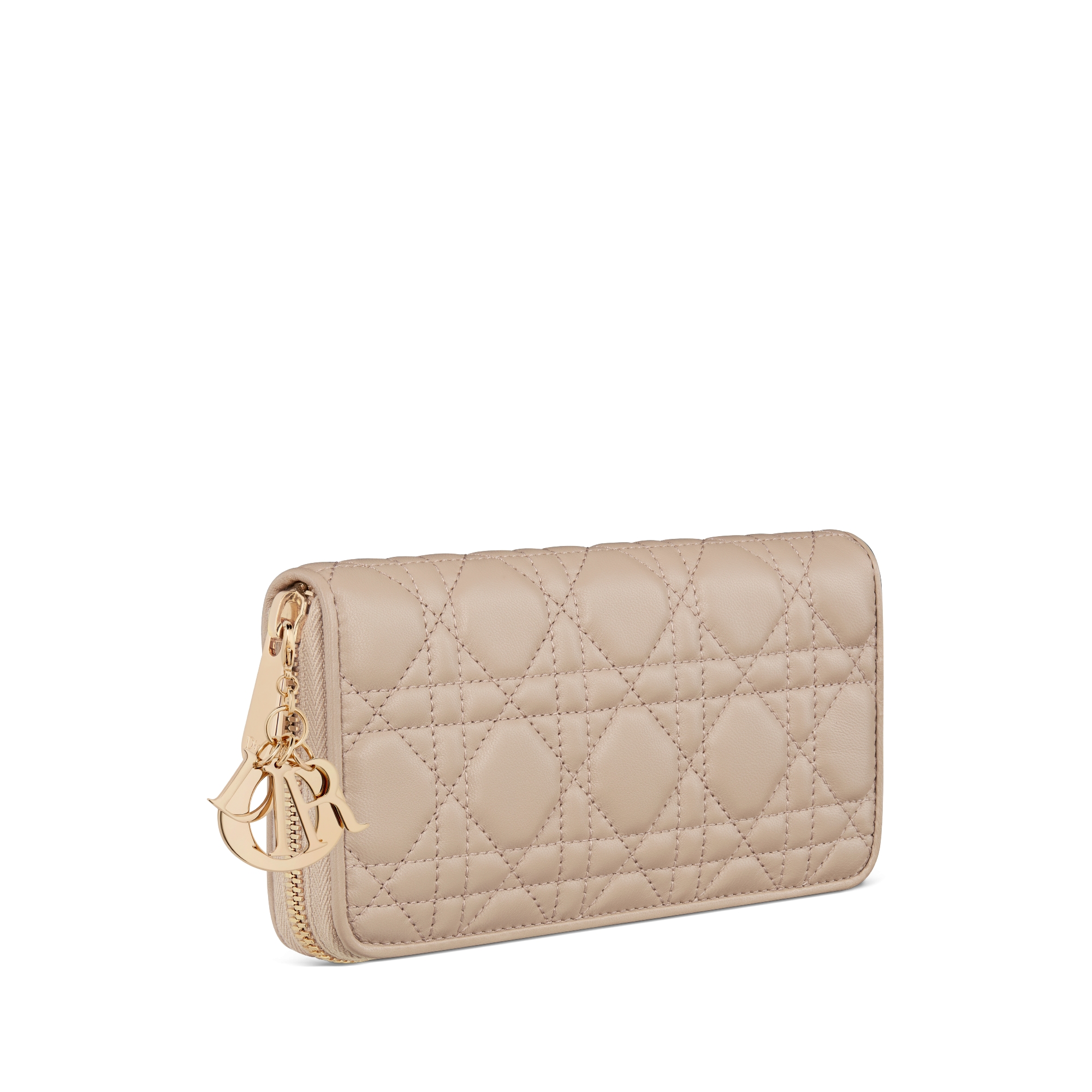 Lady Dior Voyageur Wallet Desert Taupe Cannage Lambskin | DIOR