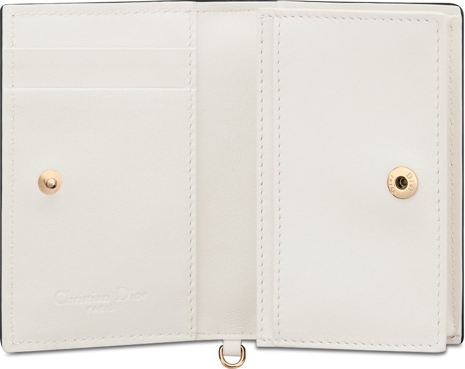 Lady Dior Bloom Card Holder Two-Tone Black and Latte Cannage Lambskin ...