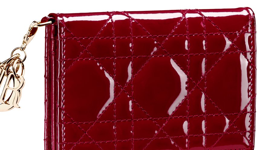Lady Dior Bloom Card Holder Cherry Red Patent Cannage Calfskin | DIOR