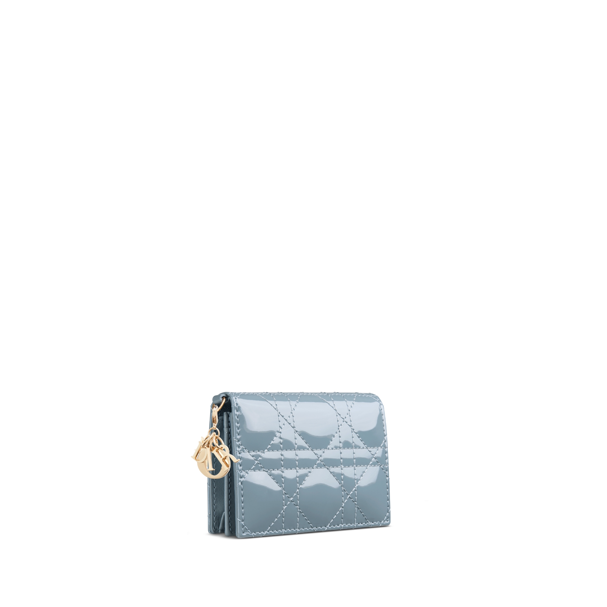 Lady Dior Bloom Card Holder Cloud Blue Patent Cannage Calfskin | DIOR