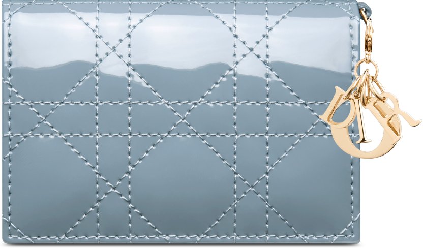 Lady Dior Bloom Kartenetui Cannage Kalbslackleder in Wolkenblau | DIOR