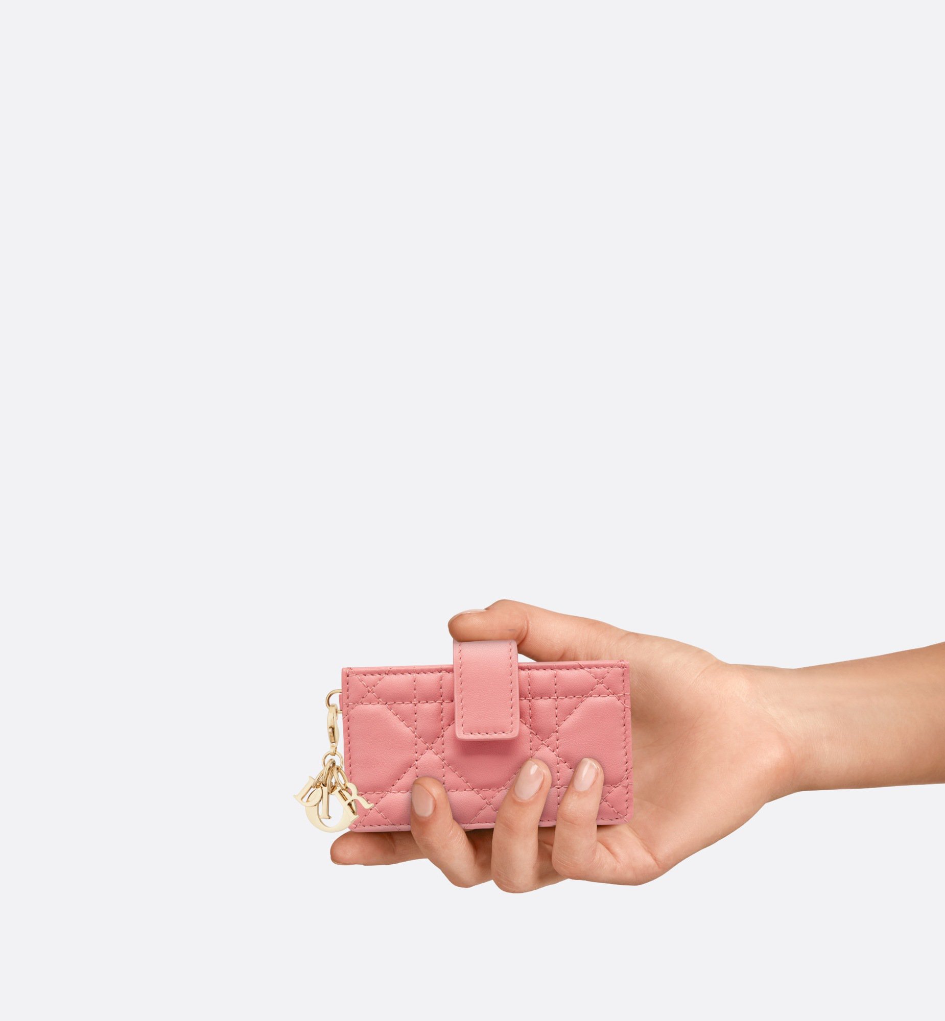 Lady Dior Jasmine Card Holder Light Pink Cannage Lambskin | DIOR