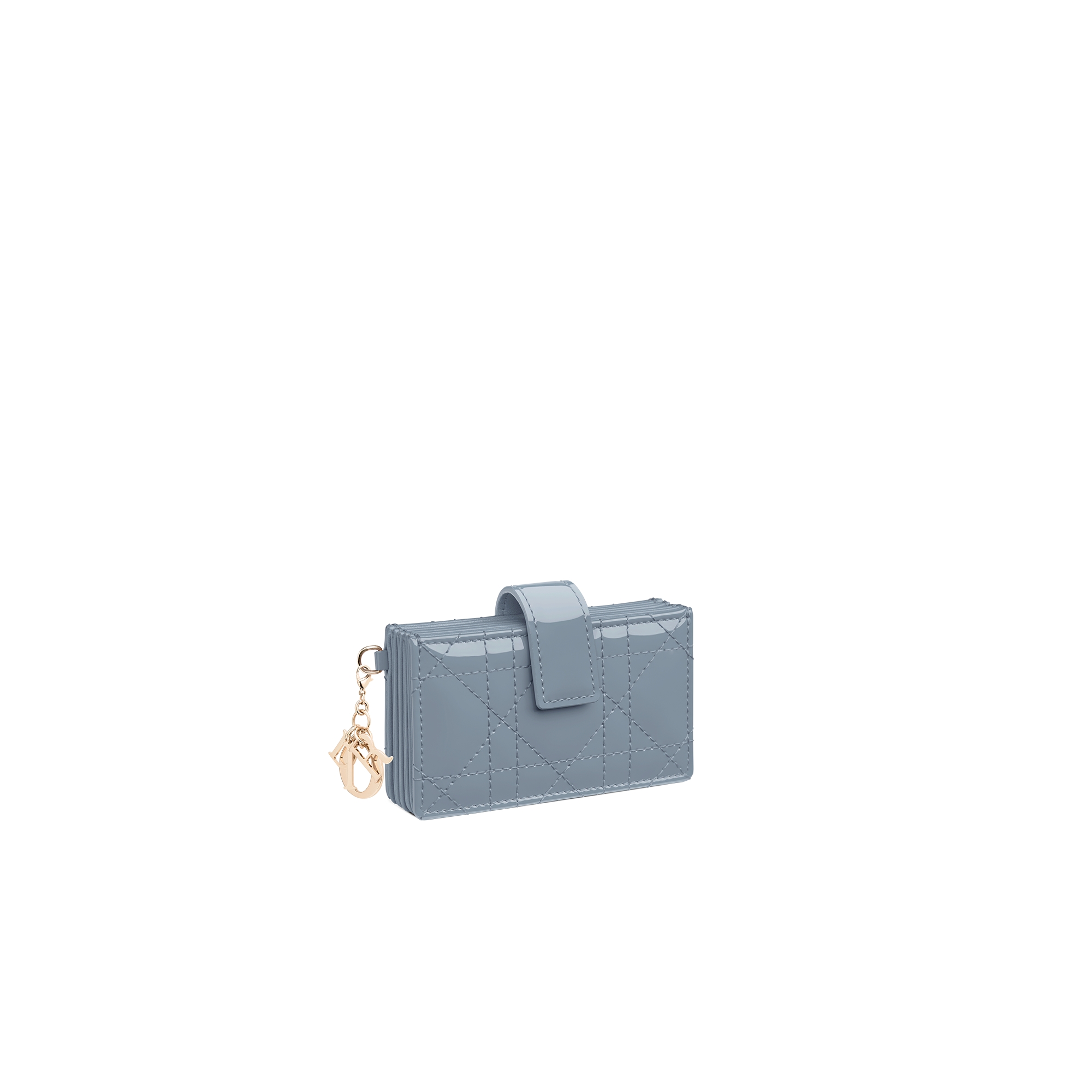 Lady Dior Jasmine Card Holder Sky Blue Patent Cannage Calfskin | DIOR