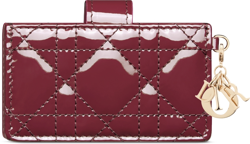 Lady Dior Jasmine Card Holder Deep Fuchsia Patent Cannage Calfskin | DIOR