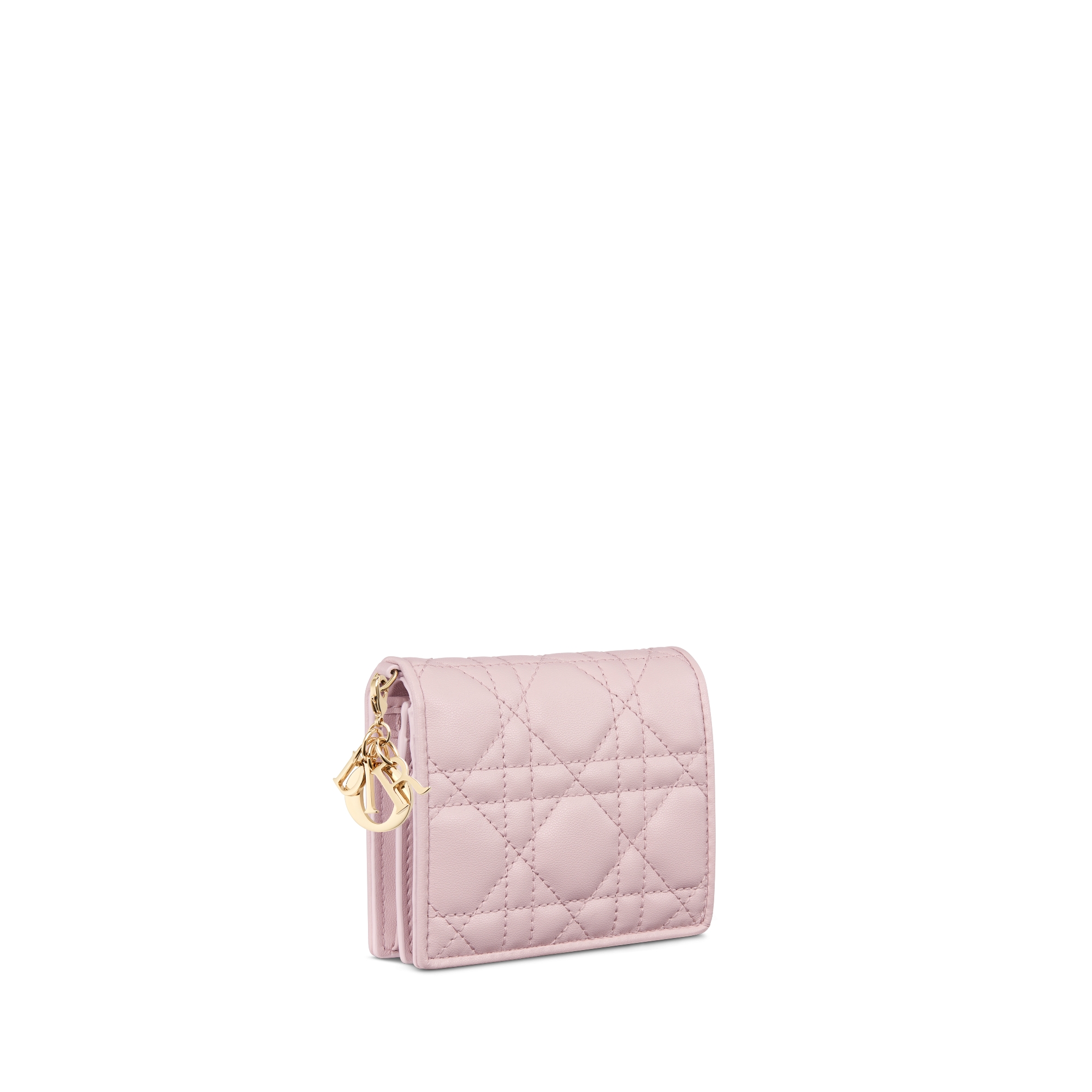 Mini Lady Dior Gardenia Wallet Pale Pink Cannage Lambskin | DIOR
