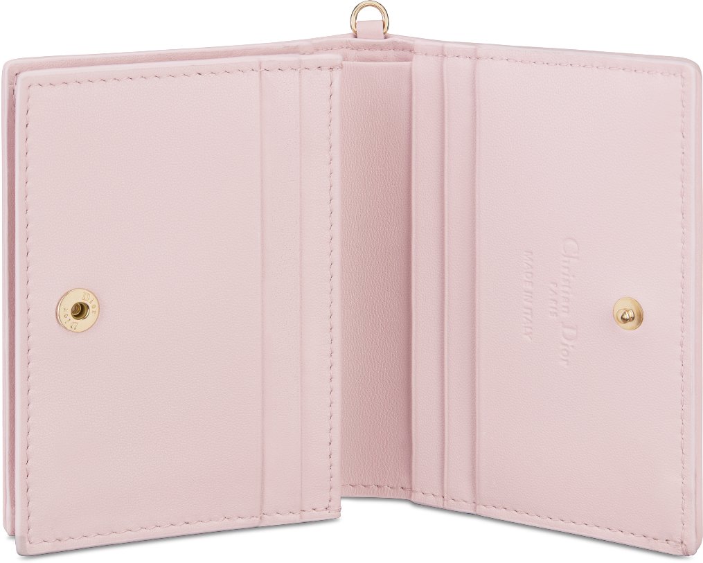 Mini Lady Dior Gardenia Wallet Pale Pink Cannage Lambskin | DIOR