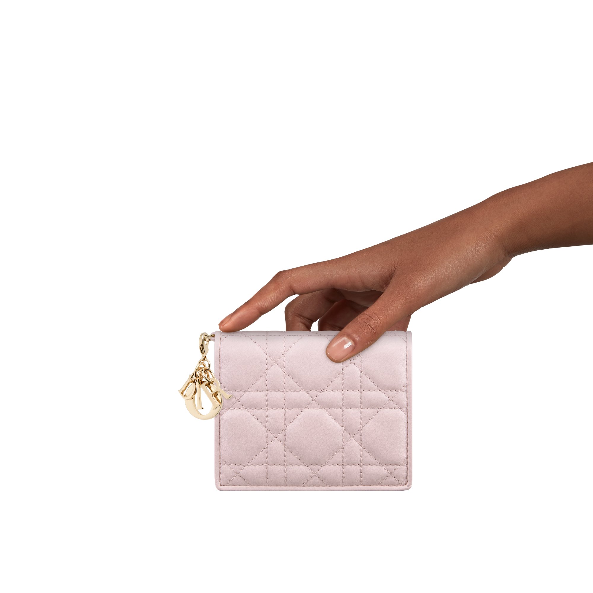 Mini Lady Dior Gardenia Wallet Pale Pink Cannage Lambskin | DIOR