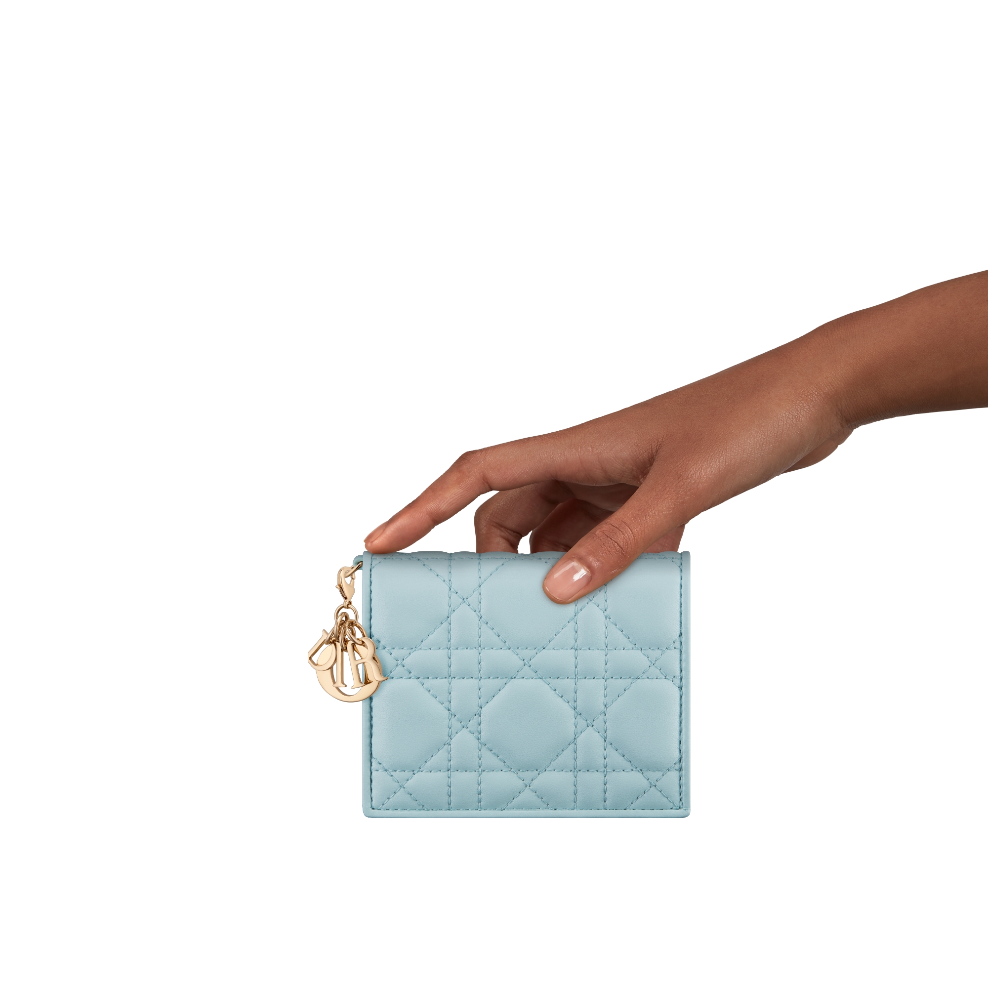 Mini Lady Dior Gardenia Wallet Celestial Blue Cannage Lambskin | DIOR