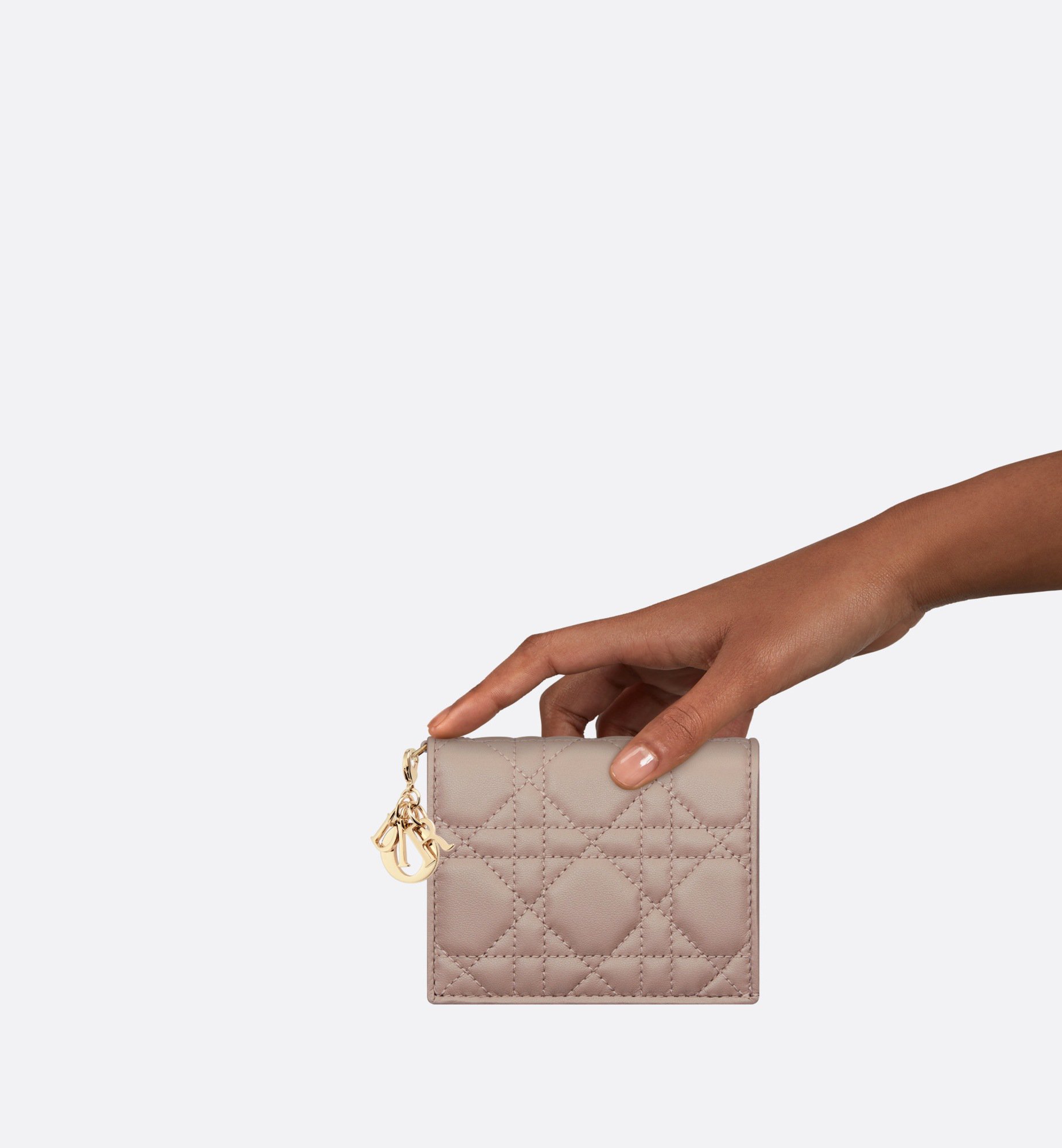 Mini Lady Dior Gardenia Wallet Warm Taupe Cannage Lambskin | DIOR