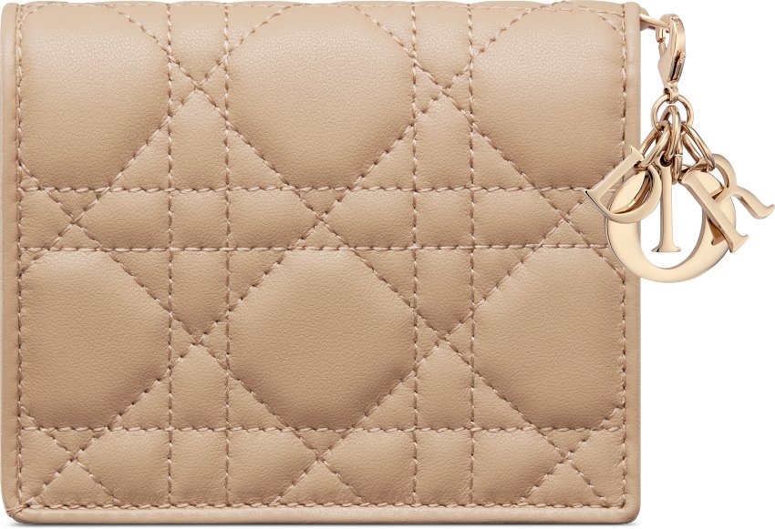 Mini Lady Dior Gardenia Wallet Biscuit Cannage Lambskin | DIOR