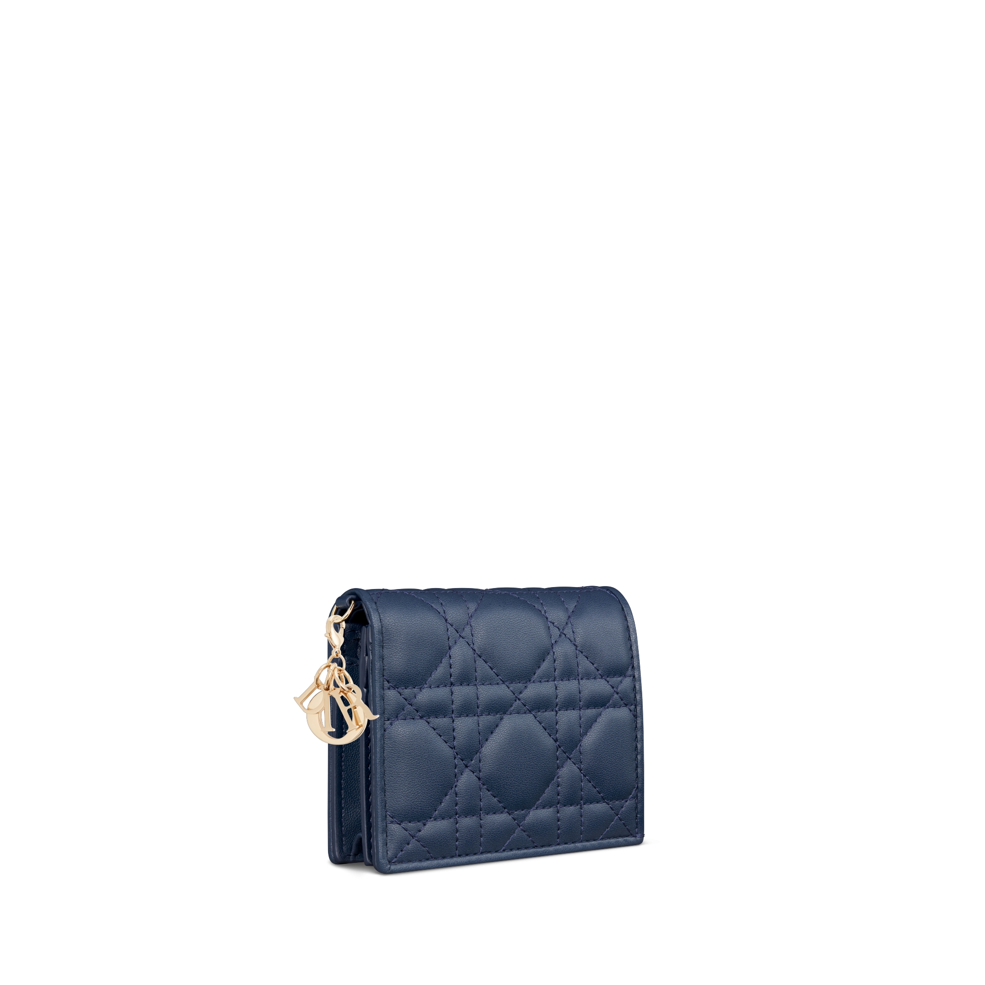 Mini Lady Dior Gardenia Wallet Deep Ocean Blue Cannage Lambskin | DIOR
