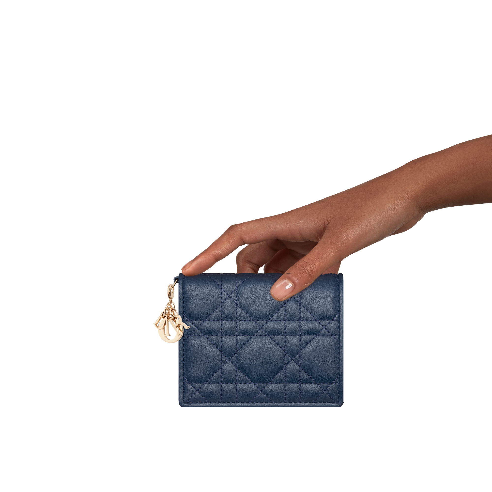 Mini Lady Dior Gardenia Wallet Deep Ocean Blue Cannage Lambskin | DIOR