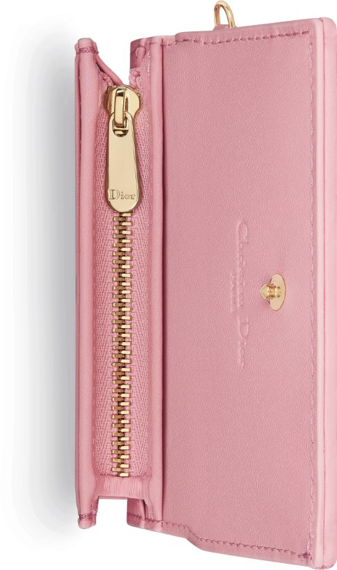 Lady Dior Gardenia 미니 지갑 멜로코톤 핑크 까나쥬 양가죽 | DIOR
