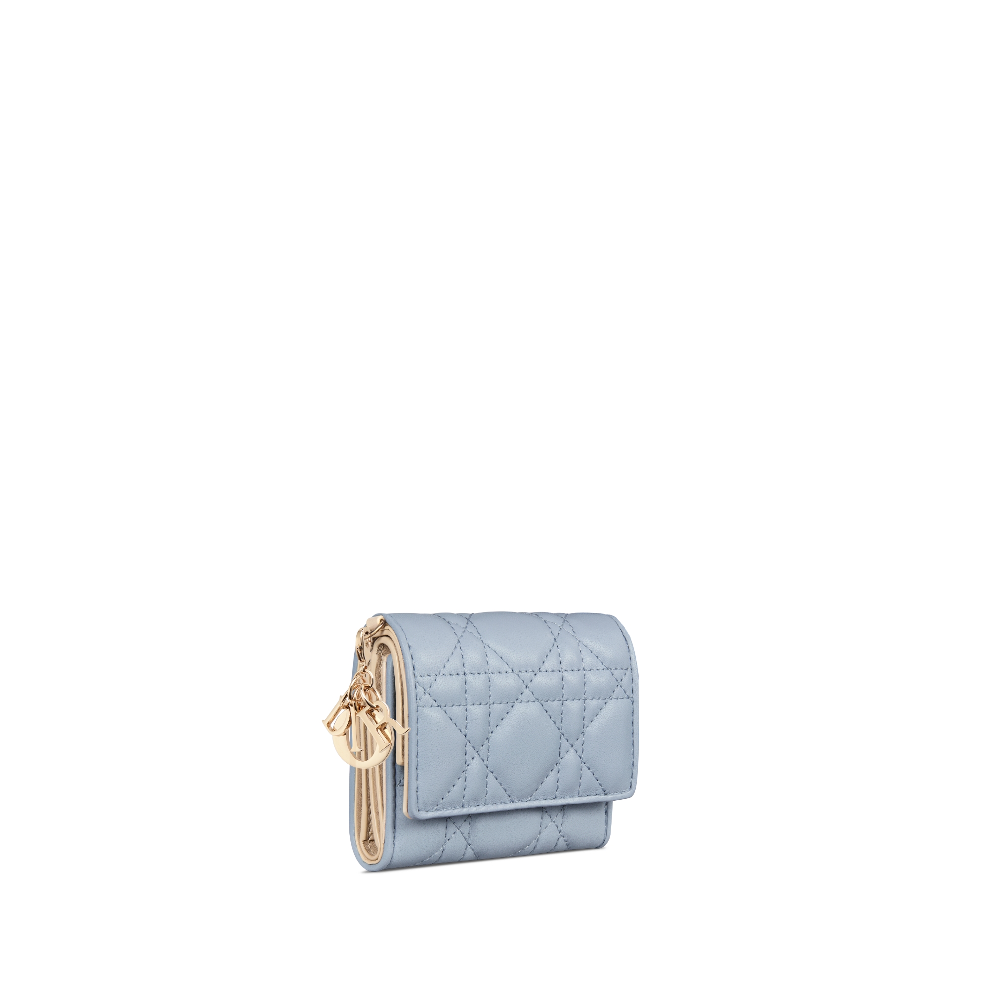 Lady Dior Lotus Wallet Two-Tone Pale Blue and Powder Beige Cannage ...