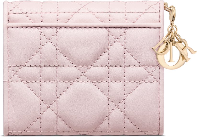 Lady Dior Lotus Wallet Two-Tone Pale Pink and Powder Beige Cannage ...