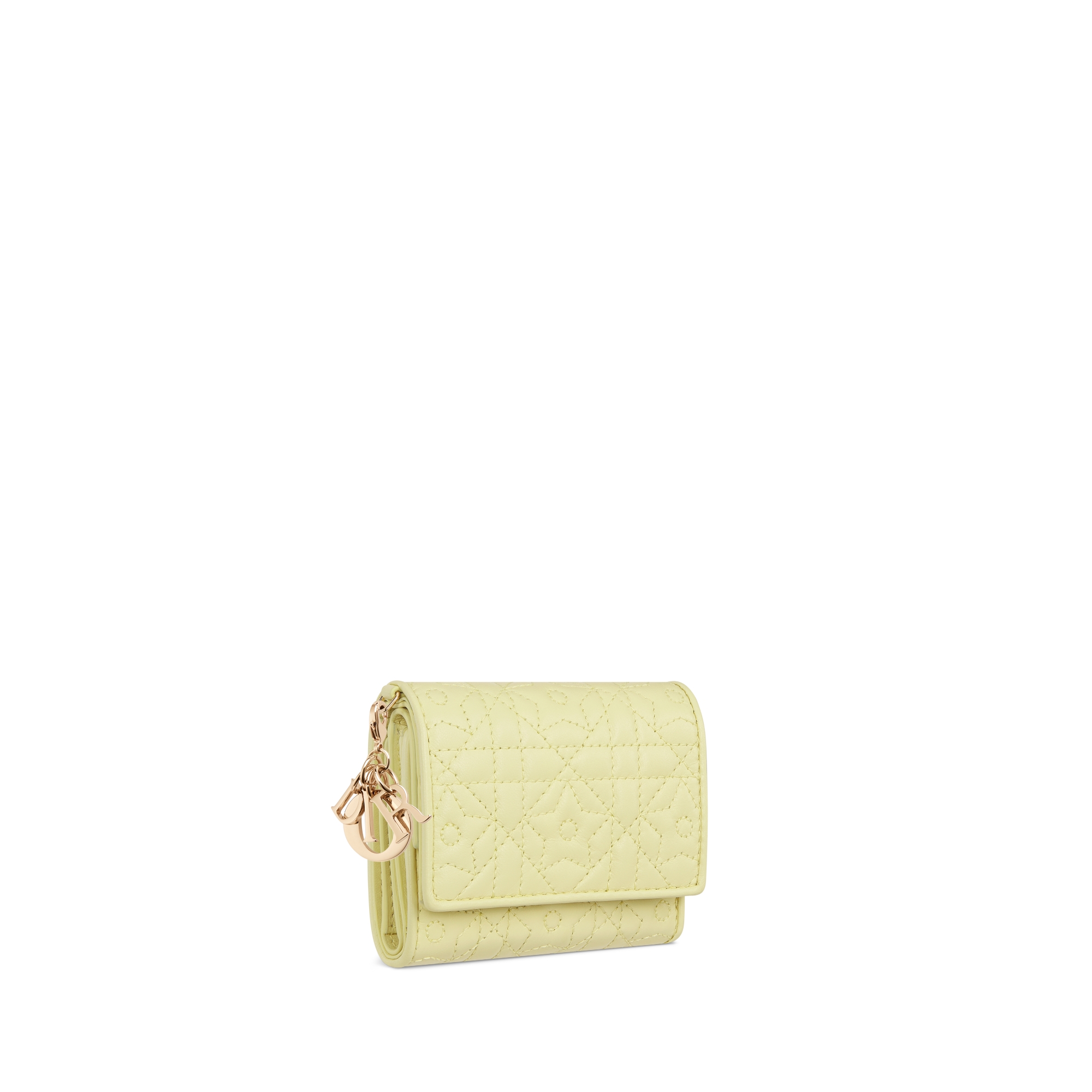 Dior Lucky Lady Dior Lotus Wallet Pale Yellow Cannage Lambskin with ...