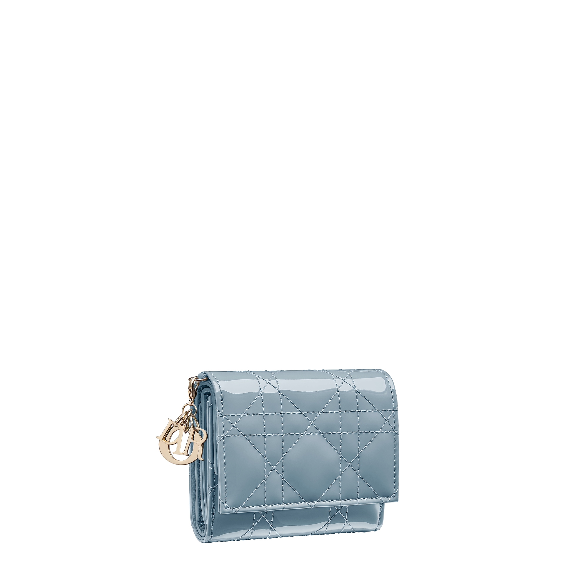 Lady Dior Lotus Wallet Cloud Blue Patent Cannage Calfskin | DIOR