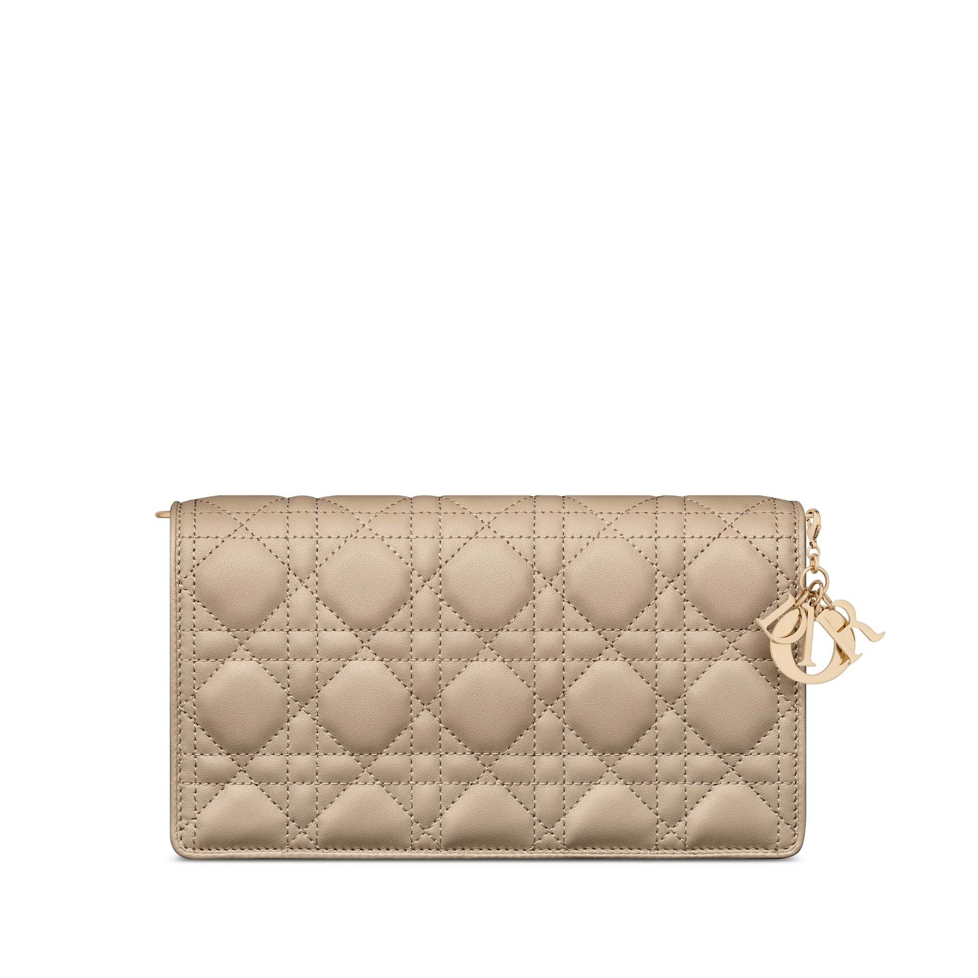 Lady Dior Pouch with Chain Sand-Colored Cannage Lambskin | DIOR