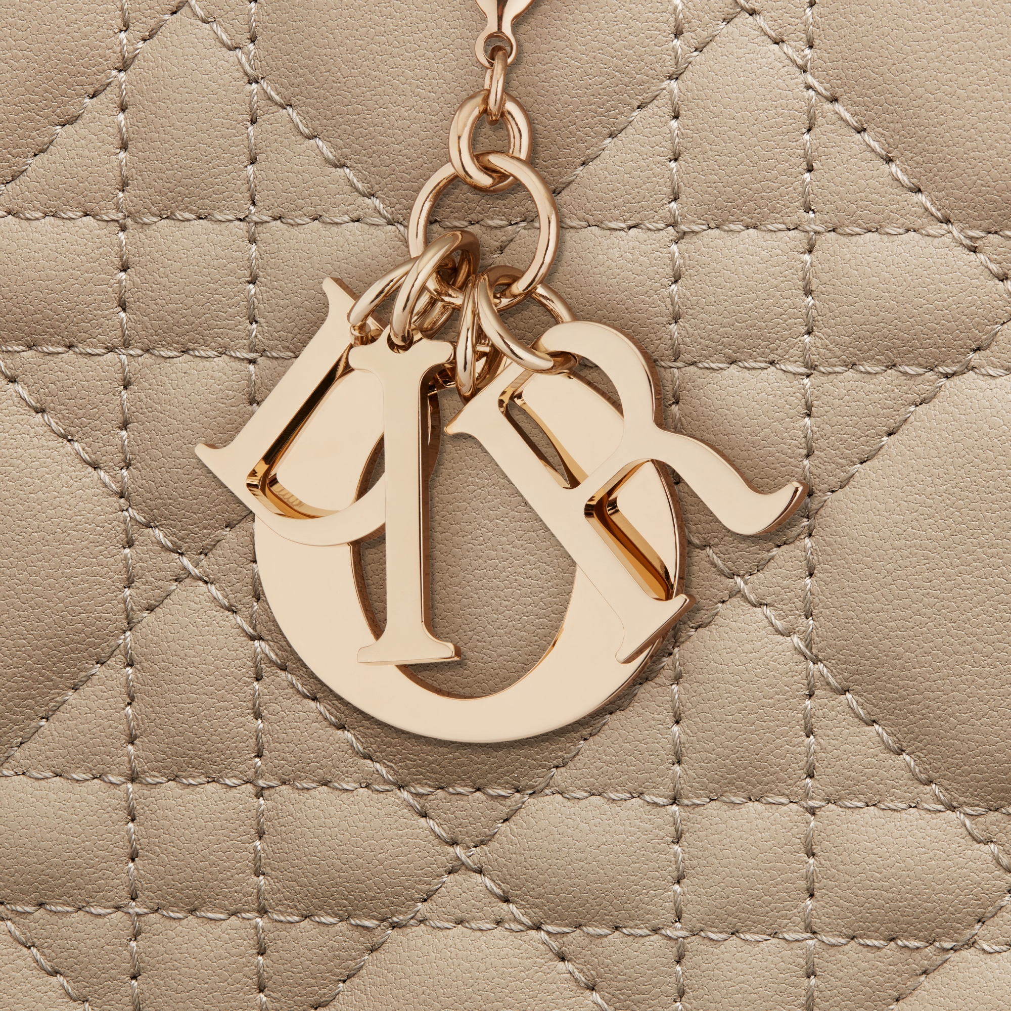 Lady Dior Pouch with Chain Sand-Colored Cannage Lambskin | DIOR