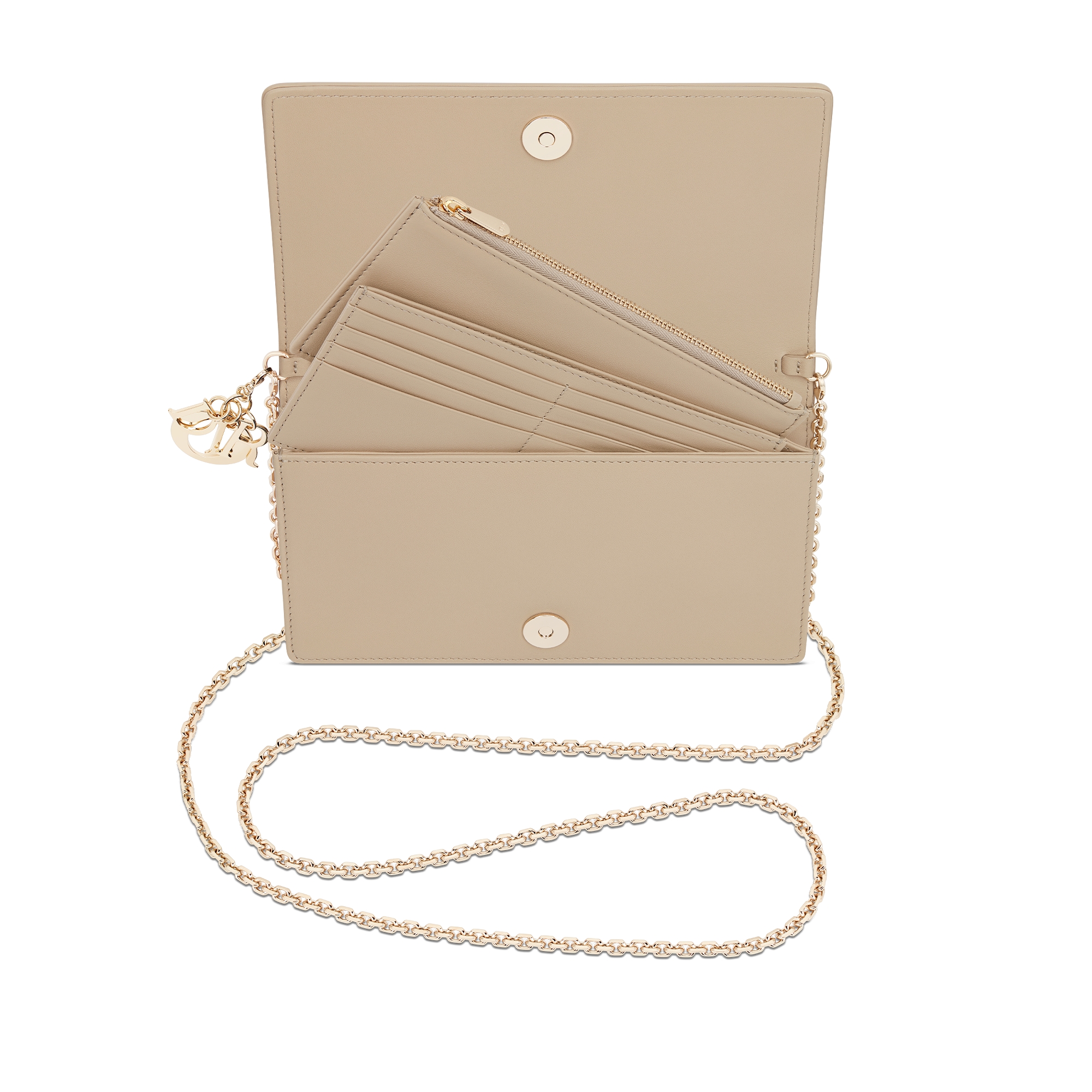 Lady Dior Pouch with Chain Sand-Colored Cannage Lambskin | DIOR