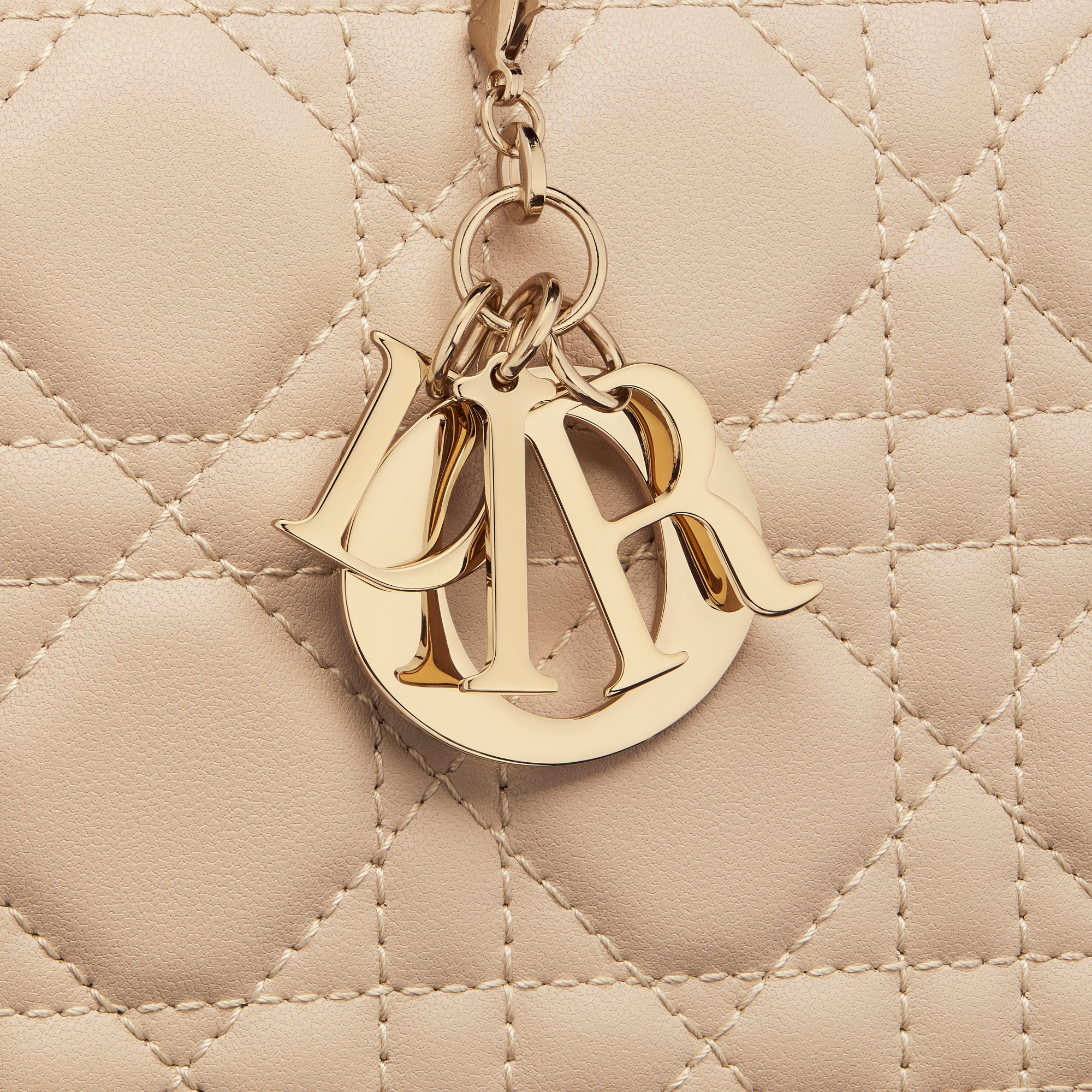 Lady Dior Pouch with Chain Powder Beige Cannage Lambskin | DIOR