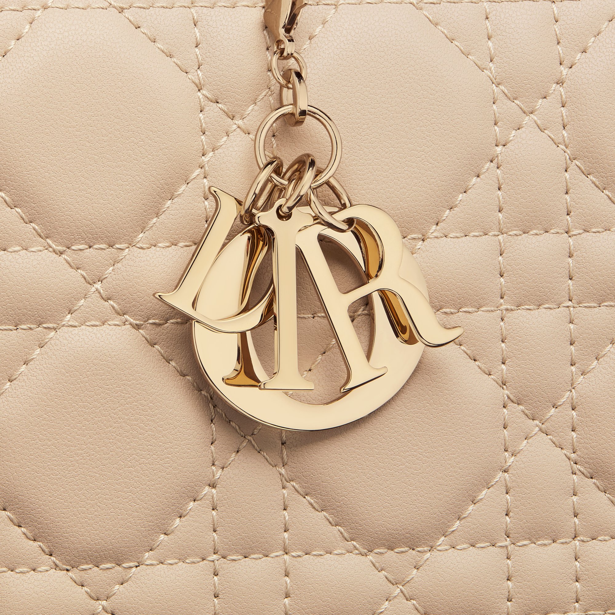 Lady Dior Pouch with Chain Powder Beige Cannage Lambskin | DIOR