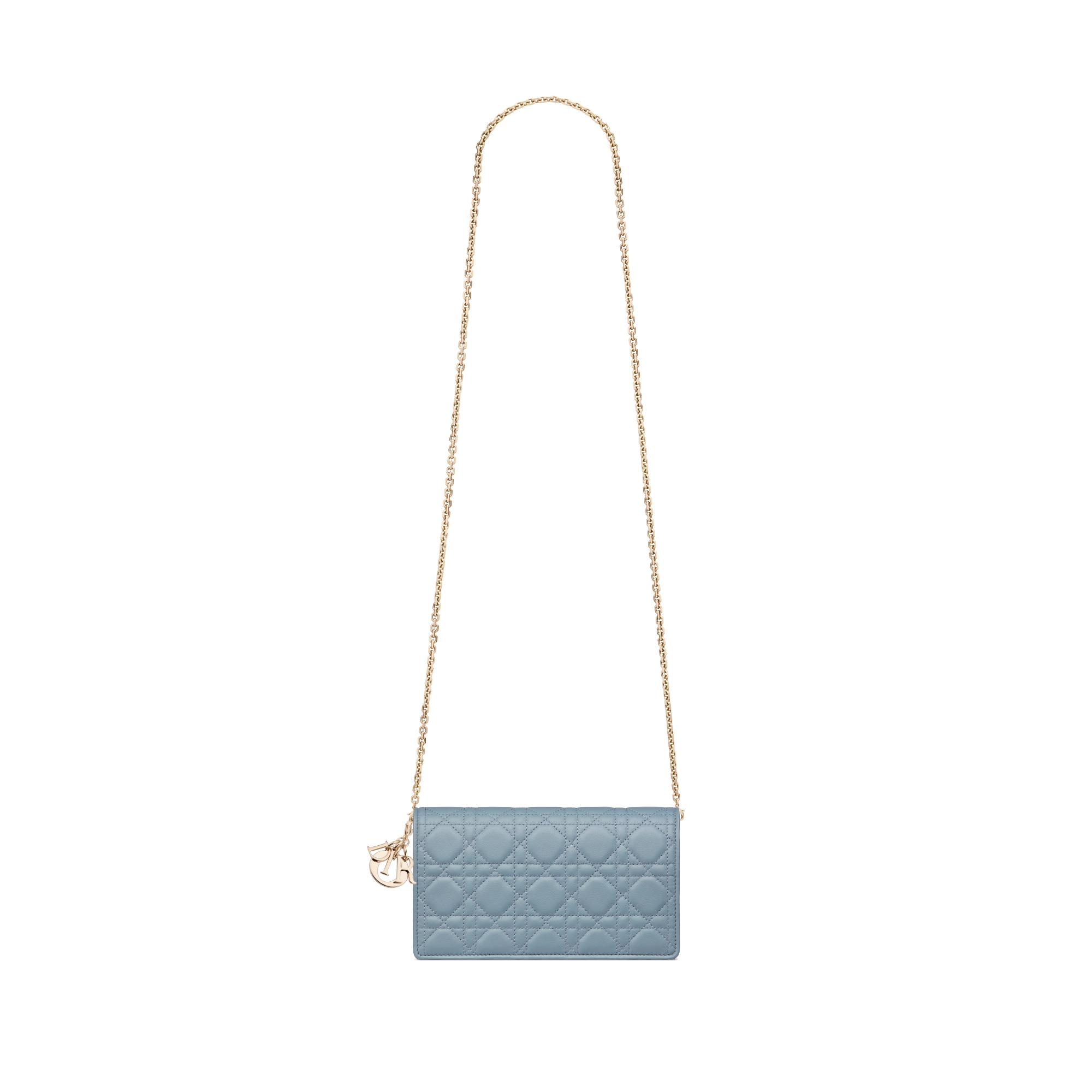 Lady Dior Pouch with Chain Cloud Blue Cannage Lambskin | DIOR