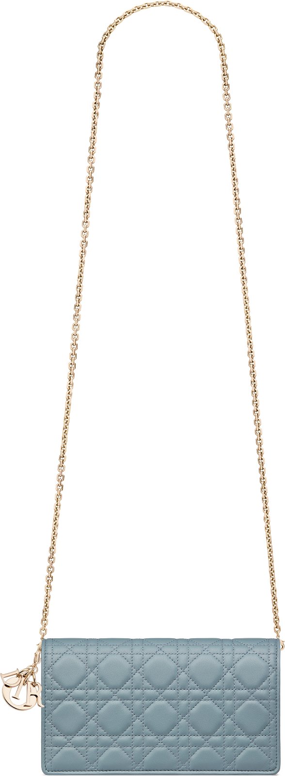 Lady Dior Pouch with Chain Cloud Blue Cannage Lambskin | DIOR