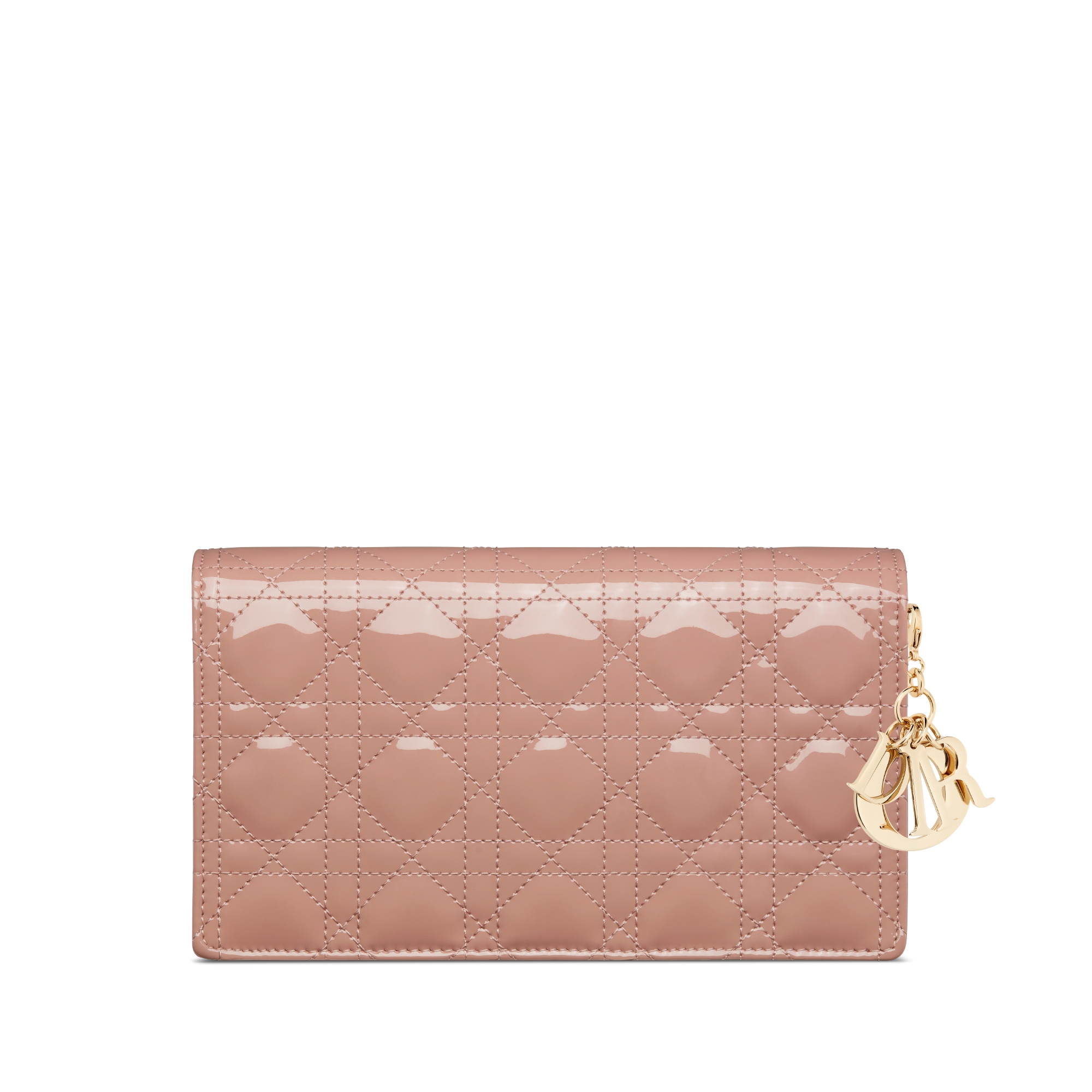 Lady Dior Pouch with Chain Rose Des Vents Patent Cannage Calfskin | DIOR