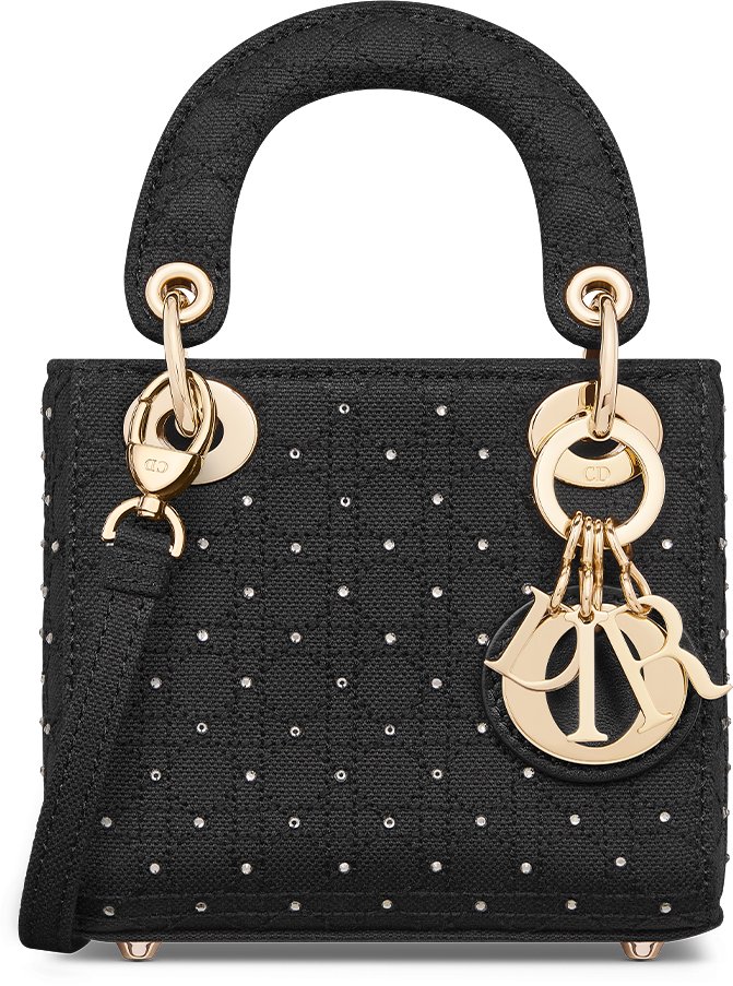 Lady Dior Micro Bag Black Microcannage Embroidered Cotton with White ...