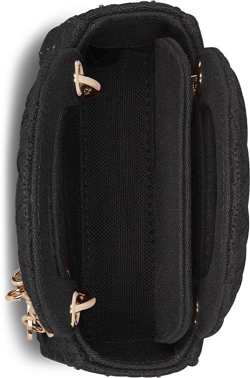 Lady Dior Micro Bag Black Microcannage Embroidered Cotton with White ...