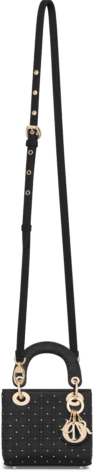 Lady Dior Micro Bag Black Microcannage Embroidered Cotton with White ...