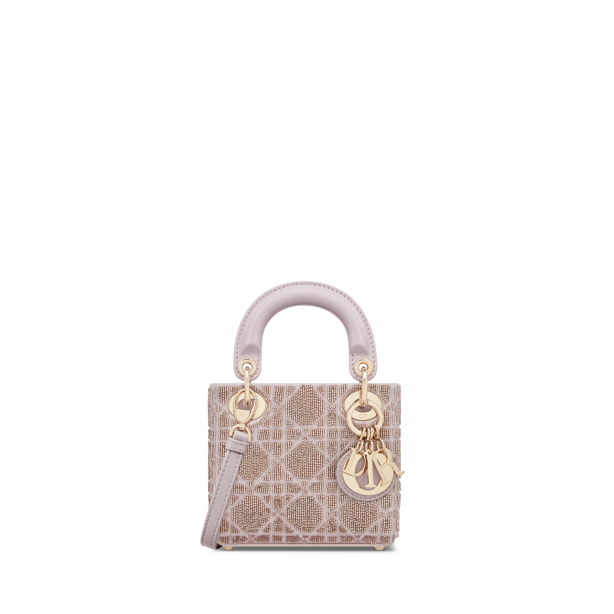 Microborsa Lady Dior Cotone con ricamo Cannage in microperle grigio ...