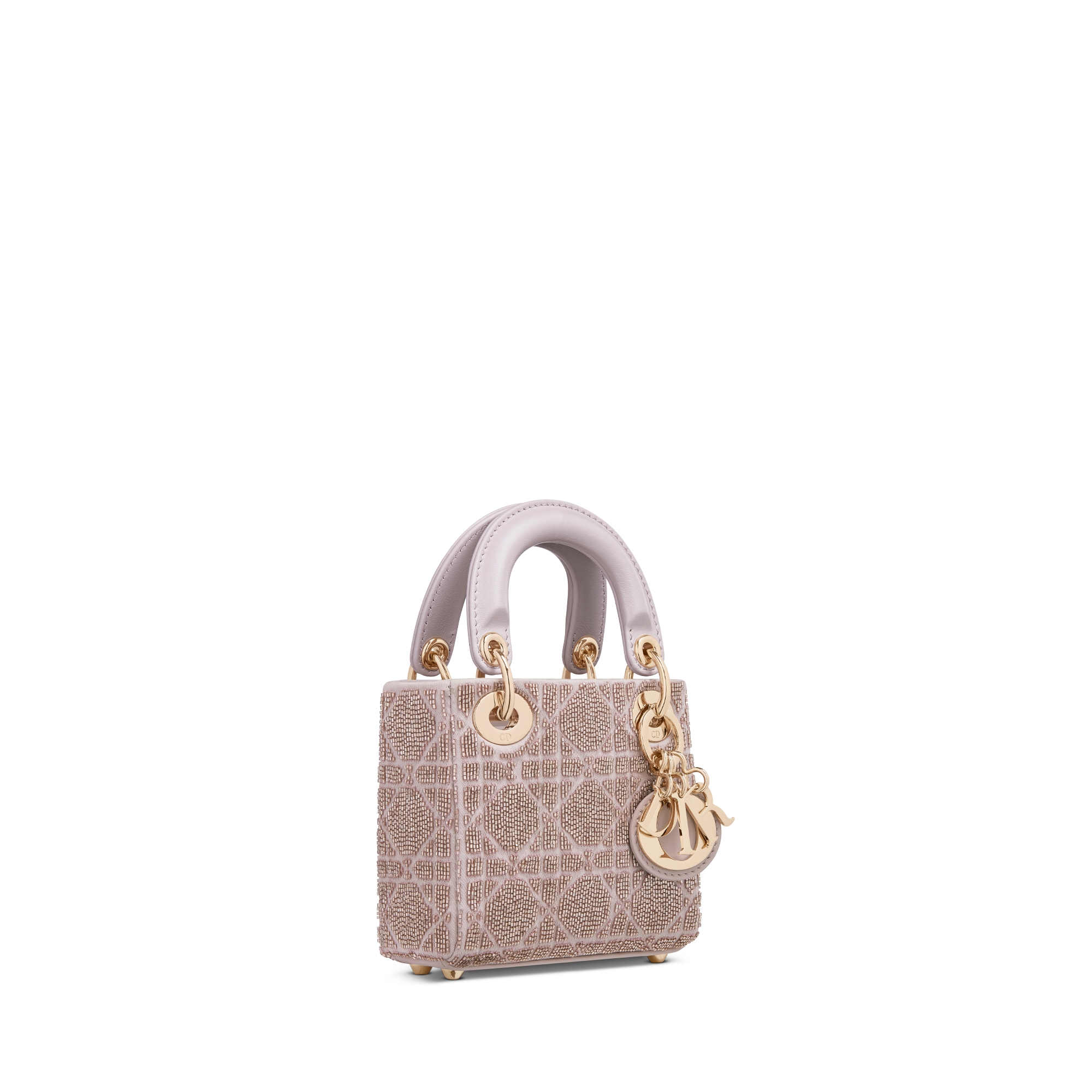 Microborsa Lady Dior Cotone con ricamo Cannage in microperle grigio ...