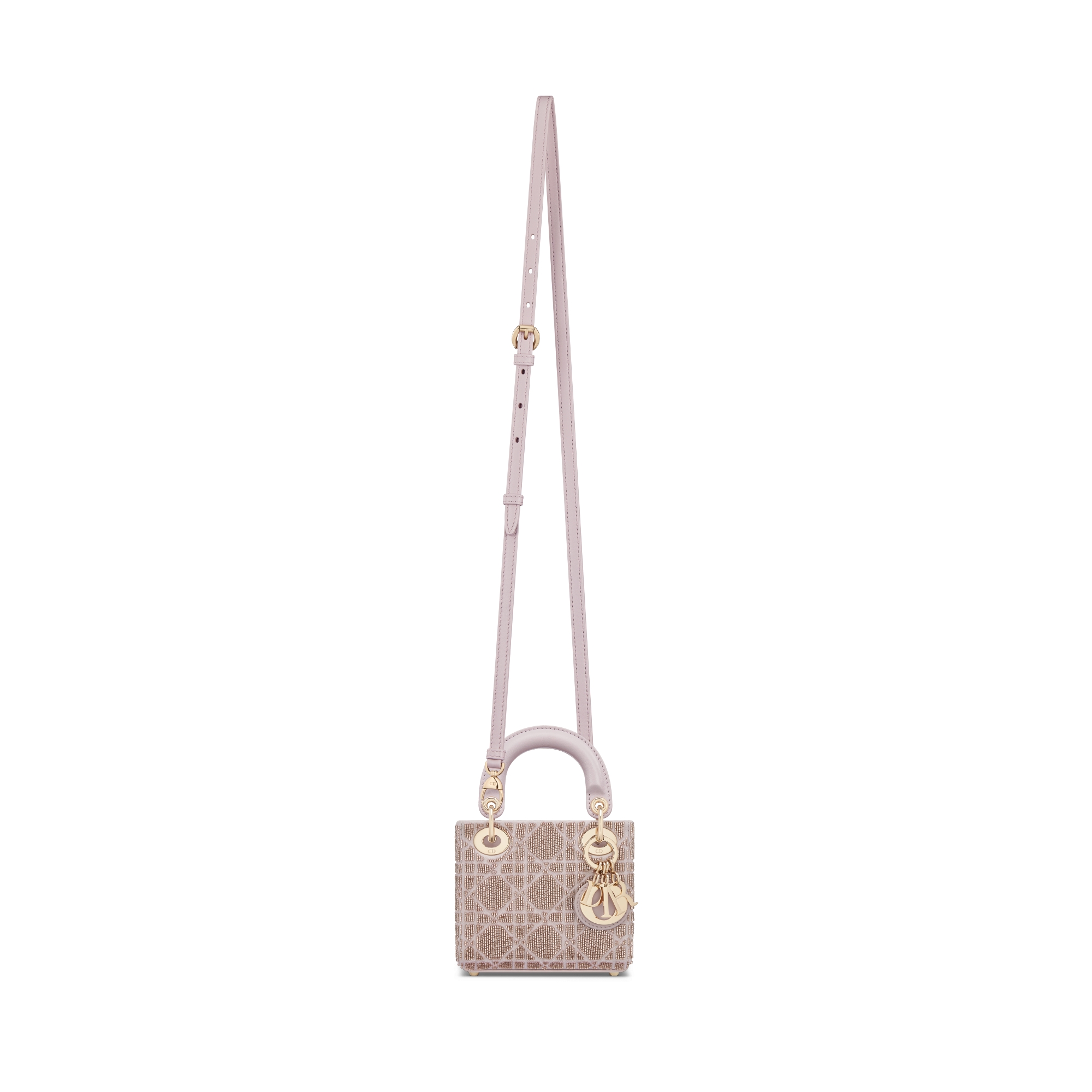 Microborsa Lady Dior Cotone con ricamo Cannage in microperle grigio ...