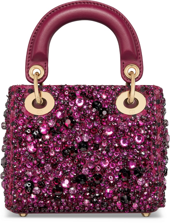 Lady Dior Micro Bag Burgundy Strass-Embroidered Satin | DIOR