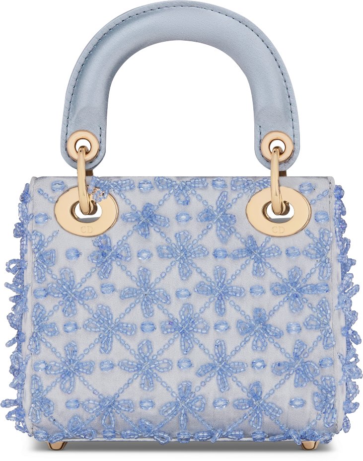 Lady Dior Microtasche Satin mit Perlenstickerei in Himmelblau | DIOR