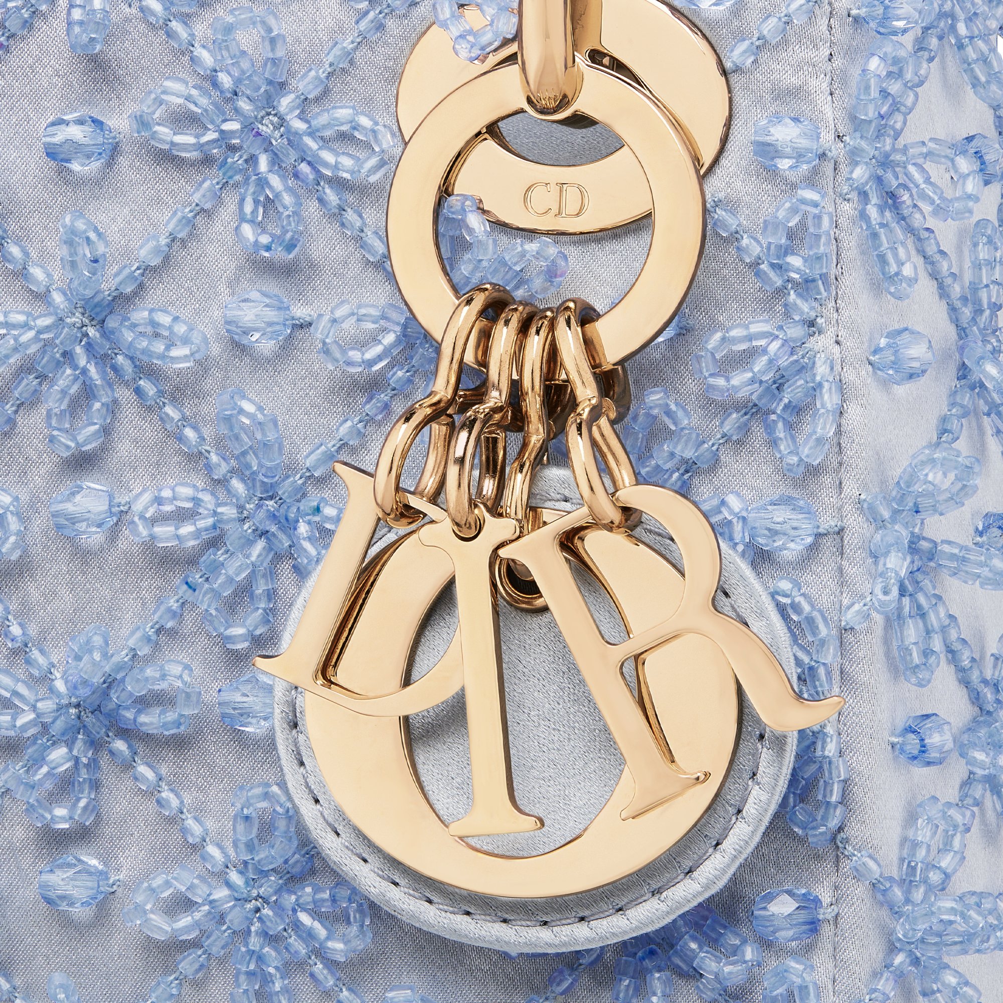 Lady Dior Micro Bag Celestial Blue Satin Embroidered with Beads | DIOR