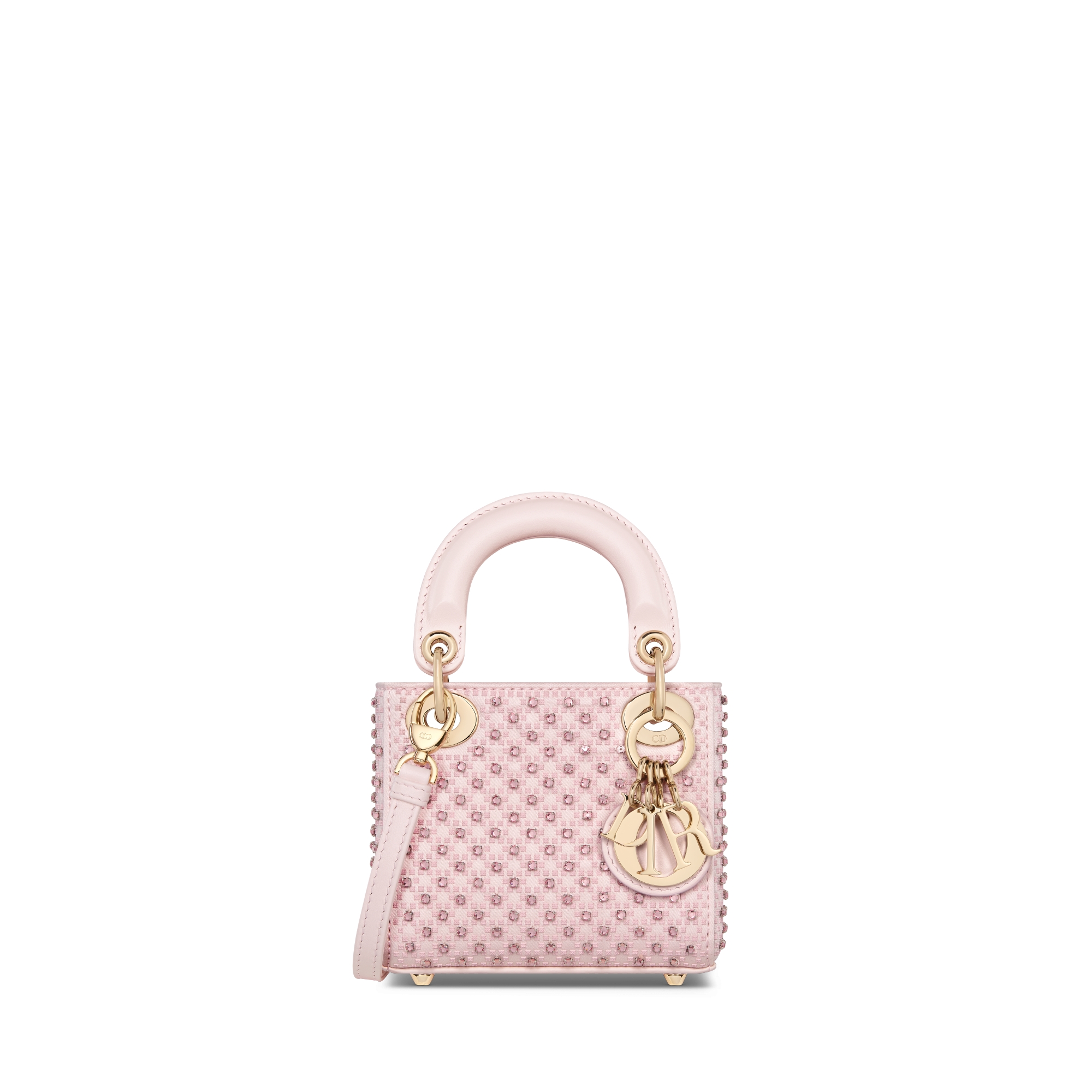 Lady Dior Micro Bag Pink Satin Embroidered with 3D Flowers and Strass ...