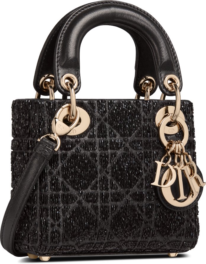 Bolsa Lady Dior micro Pele de cordeiro Cannage cinza metálica bordada ...