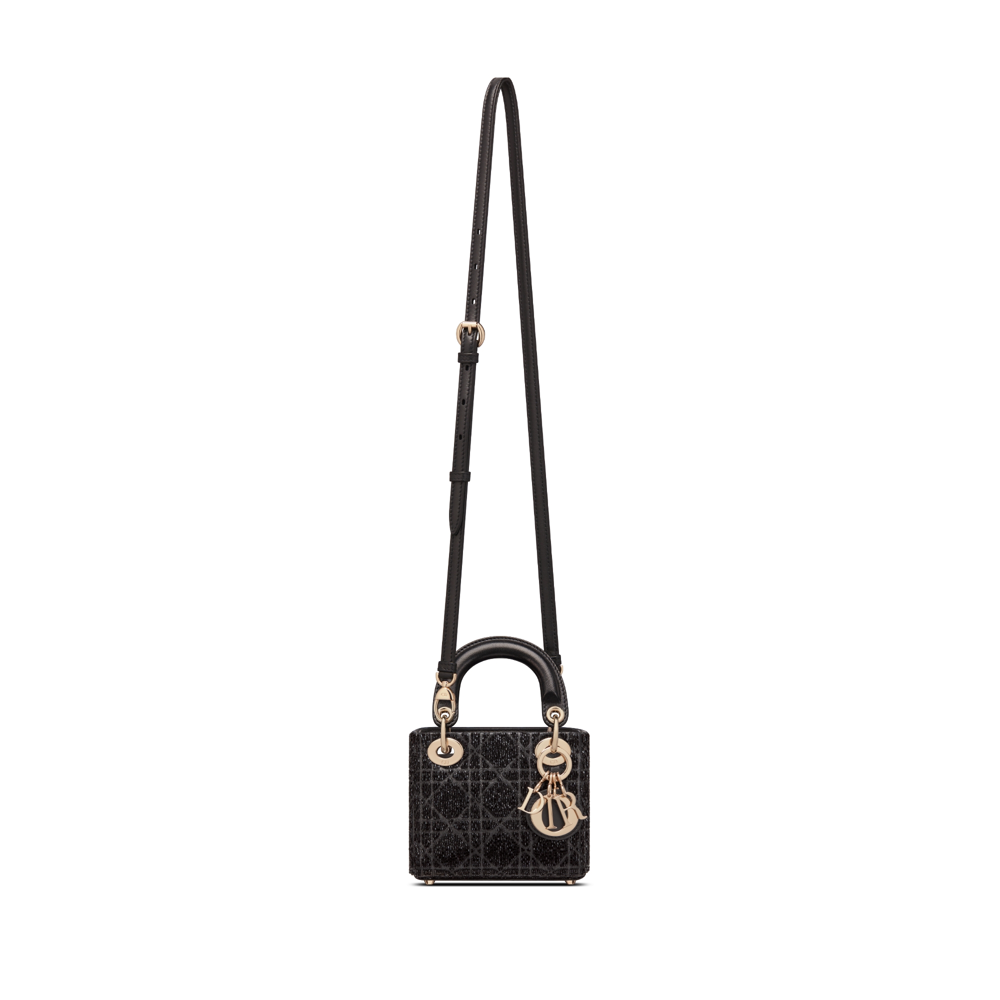 Lady Dior Micro Bag Gray Metallic Cannage Lambskin with Bead Embroidery ...