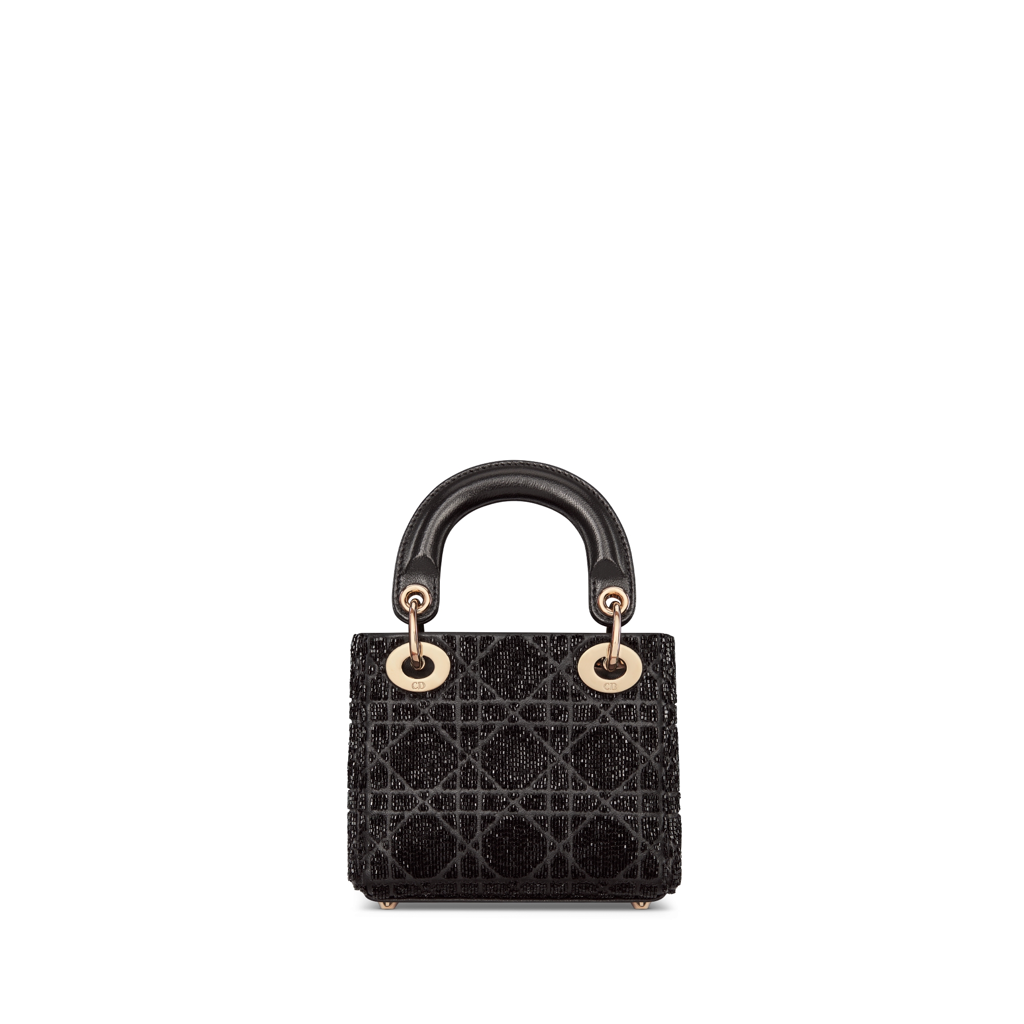 Lady Dior Micro Bag Gray Metallic Cannage Lambskin with Bead Embroidery ...