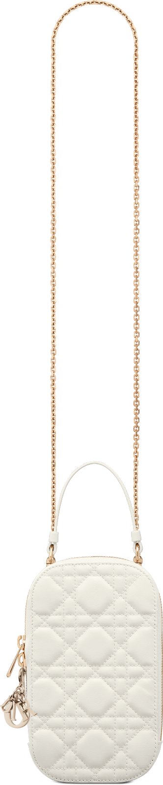 Lady Dior Call'in Dior Phone Holder Latte Cannage Lambskin | DIOR